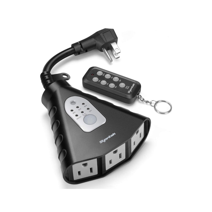 Outdoor Remote Control Outlet | 3 Outlets | Photocell Timer | 100-ft RF