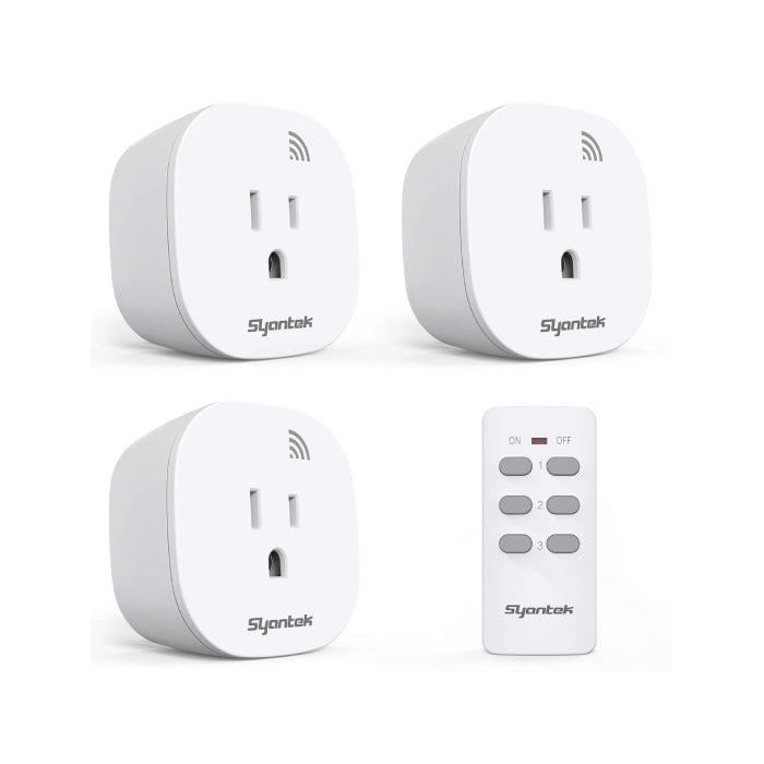 Syantek Remote Control Outlet | 3 Outlets + 1 Remote | 100-ft RF