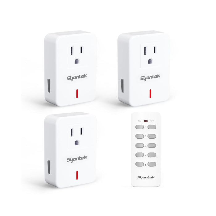 Syantek Remote Control Outlet | 3 Outlets + 1 Remote | 100-ft RF
